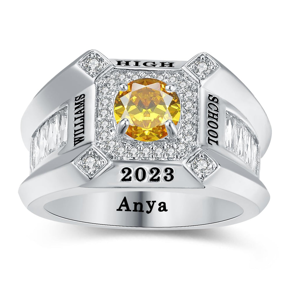 Custom Class Rings Fully Personalized Class Rings for Men Birthstone S